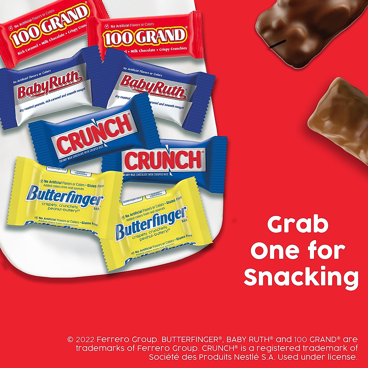 Butterfinger, CRUNCH, Baby Ruth and 100 Grand, Bulk 135 Pack, Assorted Minis Chocolate Candy Bars, 55.3 oz