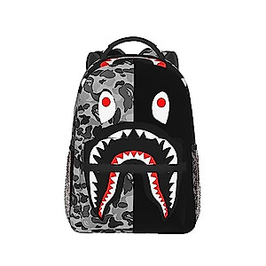 AIRPO Shark Teeth Camo Backpacks Camouflage Fashion Big Capacity Laptop Daypack 17 Inch Lightweight Multiple Backpack Travel Shoulders Bag For Women Men