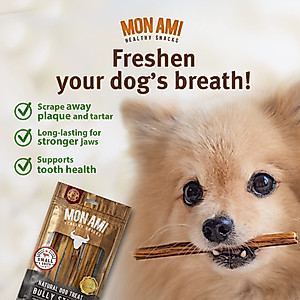 Mon Ami Small Bully Sticks for Large and Small Dogs (5-6 inches, Pack of 24) - Grass Fed Dog Treats - Bully Sticks Natural Dog Treat