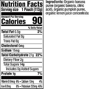 Plum Organics | Stage 2 | Organic Baby Food Meals [6+ Months] | Banana & Pumpkin | 4 Ounce Pouch (Pack Of 12) Packaging May Vary