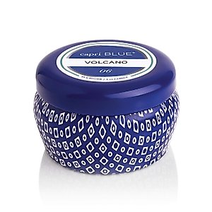 Capri Blue Volcano Scented Mini Tin Candle - Printed Mini Tin Jar Candle - Luxury Candles for Home Scented with Tropical Fruit & Sugared Citrus - Soy Candle Wax Blend - Blue Candle (3 oz)