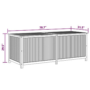 vidaXL Outdoor Storage Box, [Load Capacity Gallon] Deck Box with Gas-Lift Lid, Storage Chest with Water-Resistant Zippered Bag Inside, 78.7''x31.5''x29.5'', Solid Acacia Wood