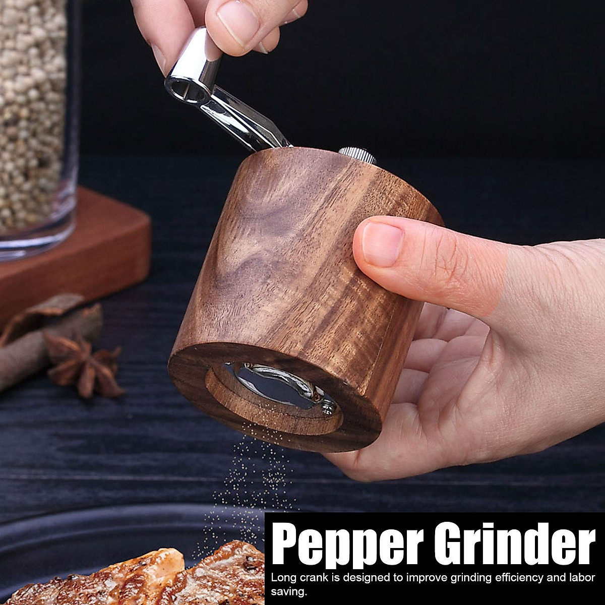 Spices Mill Grinding Pepper Grinding Tool Long Crank Design For Home Restaurant Outdoor Barbecue Grind Herbs Sea Salt Pepper Spices