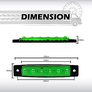 Meerkatt (Pack of 20 3.8 Inch Green 6 LED Mini Side Marker Light Tail Rear Fender Front Lamp Trucks Trailers Boat Pickup 12v DC Model TK12