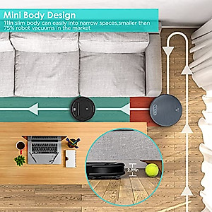 Lefant Robot Vacuum Cleaner, Tangle-Free Suction, Slim, Quite, Automatic Self-Charging, Wi-Fi/App/Alexa/Remote Control, Good for Pet Hair, Hard Floor and Low Pile Carpet, M210 Black