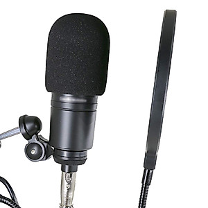 YOUSHARES Audio-Technica AT2020 Pop Filter - 2 PCS AT2020 Microphone Windscreen for Audio Technica AT2020 and AT-2035 AT-2050 ATR2500 ATR2500X AT-4040 Microphones (Black)