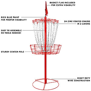 Remix Double Chain Practice Basket for Disc Golf - Red