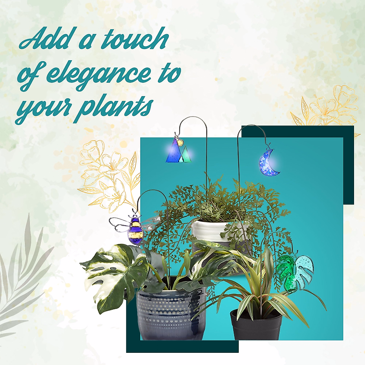 Craft Crush Plant Charms Kit – Makes 4 Suncatcher Charms for Plants – Metal Garden Stakes & Decorative Ornaments for Plant Lovers, Gift, Home Decor, Teens & Adults - DIY Art & Craft Kit - Ages 13+