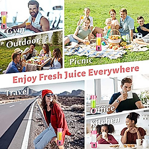 Portable Blender, Personal Blender for Shakes and Smoothies, Blender shake Smoothie for Kitchen Personal Size Blenders with Rechargeable USB, 380Ml Traveling Fruit Veggie Juicer Cup With 6 Blades