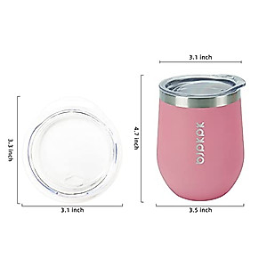 BJPKPK 2 pcs 12oz Insulated wine tumbler, 12oz Insulated Wine Tumbler with Lid,Unbreakable Stainless Steel Wine Glasses, Insulated Tumbler for Home & Outdoor, Light Pink