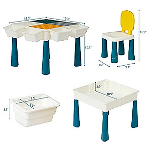 Kinfant 5-in-1 Kids Table & Chairs Set - Toddler Activity Center with Building Blocks for Boys & Girls, Sand & Water Table Set for Home, Playroom, Nursery