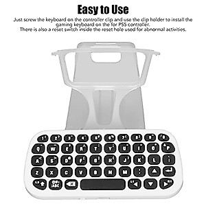 DAUERHAFT Wireless Controller Keyboard, LED Indicator Gamepad Wireless Bluetooth Chatpad Plug and Play White ABS Ergonomic for Typing