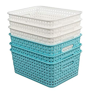 Vababa Plastic Storage Baskets/Storage Bins, Pack for 6