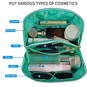 Huifen Stoney Clover Dupes Preppy Makeup Bag, Travel Cosmetic Bag Stuff Bag Chenille Letter Bag Large Capacity Nylon Bags Wide Open Falt Toiletry Bag Make up Organizer for Women Girls (Green)