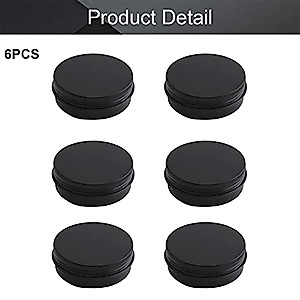 Othmro 6pcs 2oz Metal Round Tins Aluminum Tin Cans Containers with Screw Lid, 68 * 25mm(DxH) Black tin cans for Salve, Spices, Lip Balm, Tea or Candies 60ml