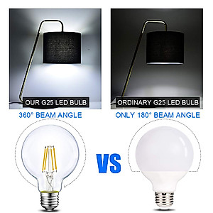 Energetic Lighting Energetic 12-Pack Dimmable LED Edison Light Bulb, G25 (G80) Globe Bulb, 60W Equivalent, 5000K Daylight, Christmas Light, E26 Standard Base, UL Listed…