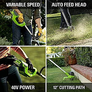 Greenworks 40V Cordless String Trimmer and Leaf Blower Combo Kit, 2.0Ah Battery and Charger Included