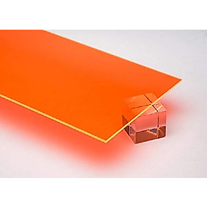1/8" (0.118") Orange Neon Fluorescent Acrylic Plexiglass Sheet 24"x12" Cast 3mm Thick Nominal Size AZM