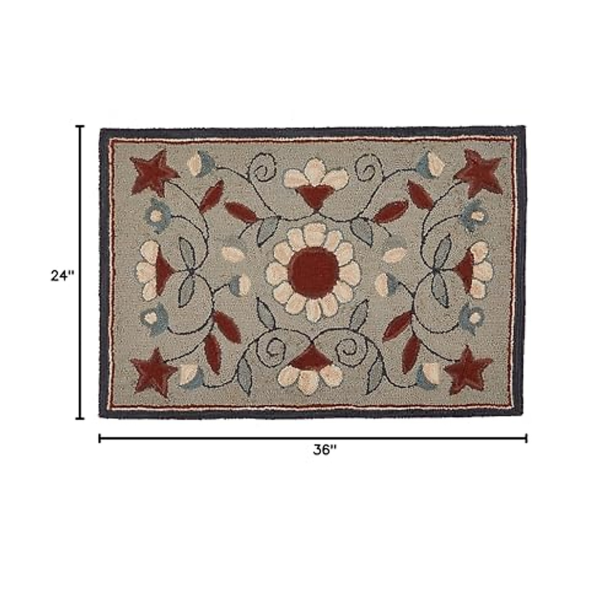Park Designs Gray Floral Hooked Rug 2' x 3'