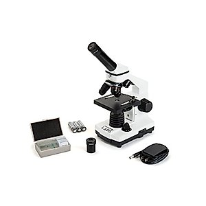 Celestron – Celestron Labs – Monocular Head Compound Microscope – 40-800x Magnification – Adjustable Mechanical Stage – Includes 2 Eyepieces and 10 Prepared Slides