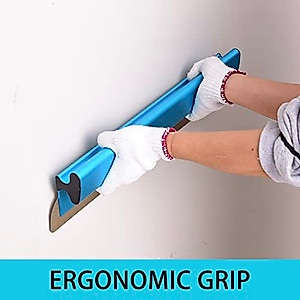 BXGTECH Drywall Tools Skimming Blade with Extension Handle - 12", 22" & 32" Blades Extruded Aluminum 301 Stainless Steel Construction Tools End Caps, Wall-Board with 0.5mm&0.35mm Thickness blue