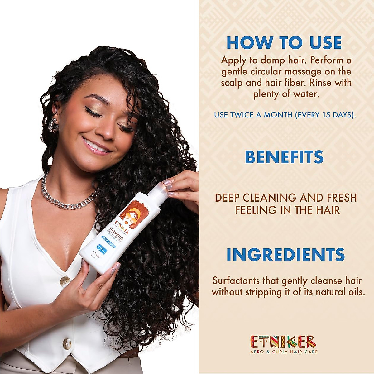 ETNIKER Deep-Cleansing Clarifying Shampoo | Afro-textured, Curly & Wavy hair | Remove Build-Up & Restore Shine | Free from Salt and Parabens | by L’mar | Size: 8.4 fl oz (250 mL)
