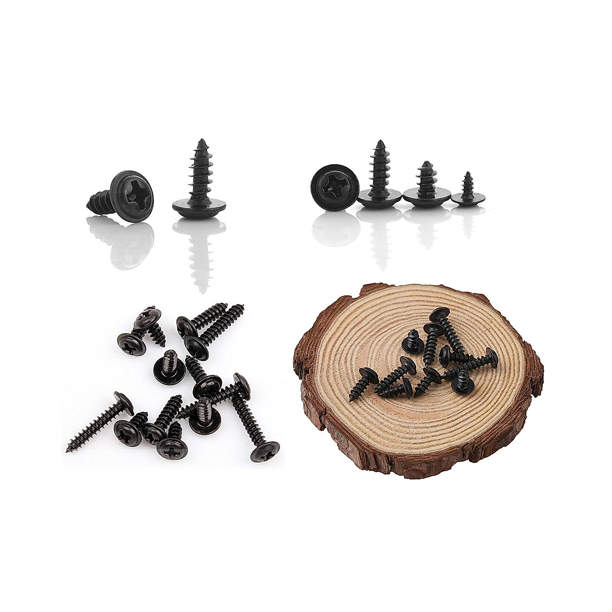 LBY 900pcs M2.3 M2.6 M3 Truss Head Self Tapping Screws, Wafer Head Screws, Pan Head with Washer Screw 9 Sizes Self Tapping Screws Assortment Kit, Carbon Steel (Blacking)