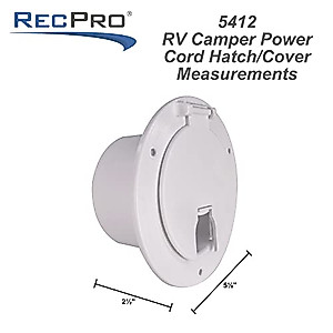 RecPro RV Camper Trailer Motorhome Power Cord Hatch/Cover (White) | Made in America