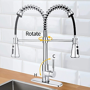 SOKA Kitchen Sink Faucet Single Handle With Pull Down Sprayer 3 Working Mode Stream, Spray & Pause Fit for 1 or 3 Hole