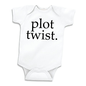 Bump and Beyond Designs Baby-Boys Surprise Pregnancy Announcement For Grandparents Plot Twist Leotard White, 0-3 Months