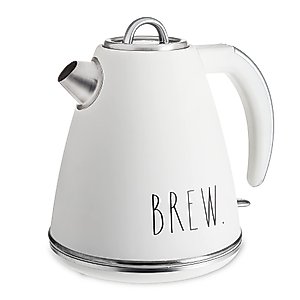 Rae Dunn Electric Water Kettle - Stainless Steel Coffee Maker, 1.5 Liter Tea Kettle, Electric Hot Water Kettle with Automatic Shut Off Boil-Dry Protection, 1500 Watt Boiling Power (Cream)