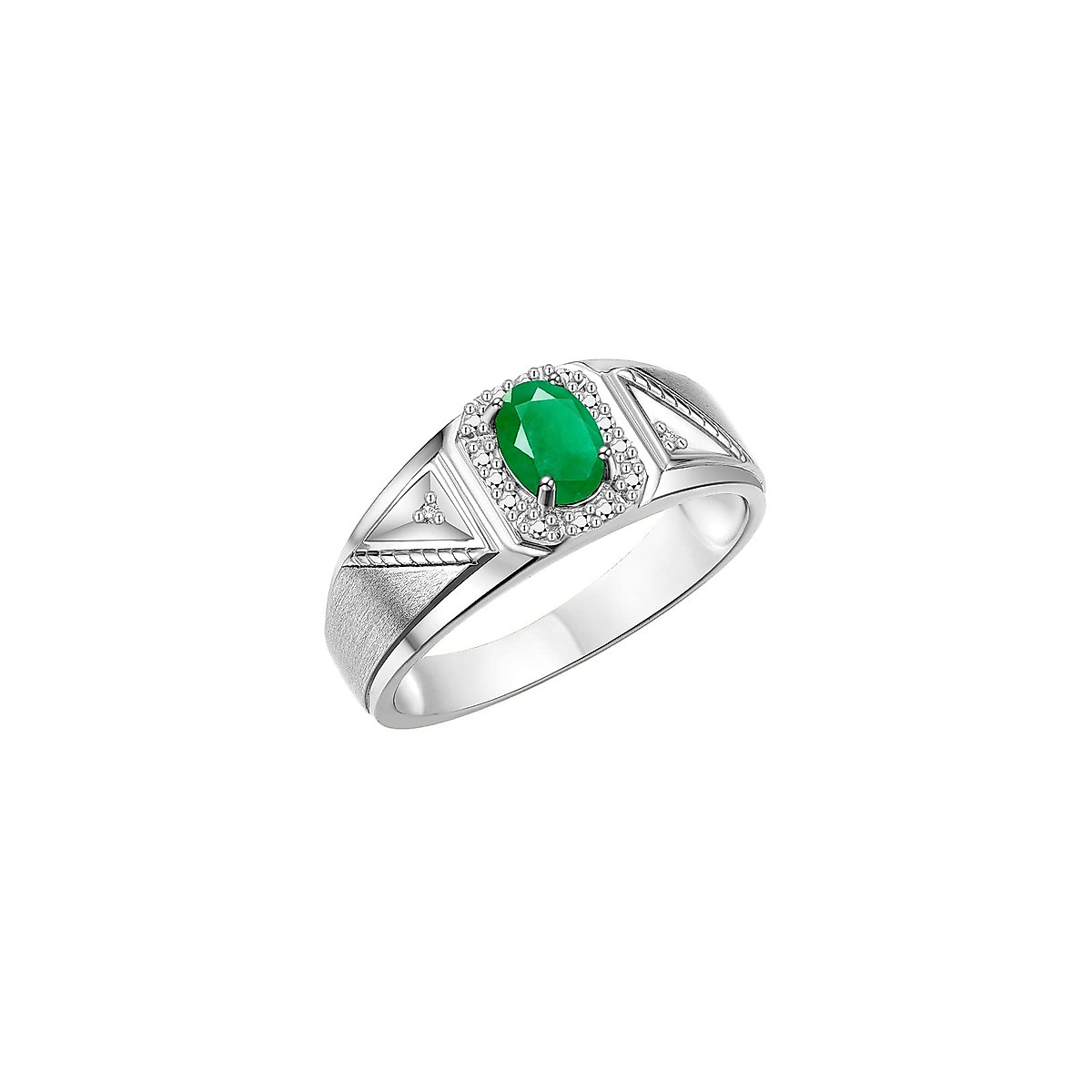 Rylos Simply Elegant Beautiful Green Emerald & Diamond Ring - May Birthstone* Size 10