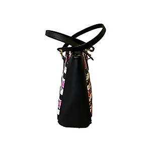 Luv Betsey By Betsey Johnson Lbbrianne Striped Floral Black Trimmed Exterior Front Snap Pocket Shoulder Bag