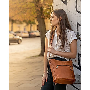 Berliner Bags Vintage Leather Shoulder Bag Siena, Crossbody Handbag for Women - Brown
