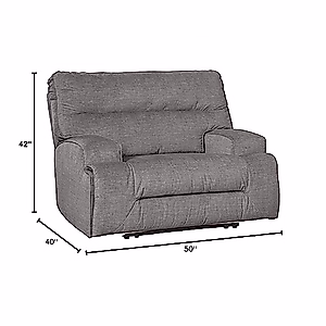 Signature Design by Ashley Coombs Contemporary Wide Seat Manual Pull Tab Recliner, Gray
