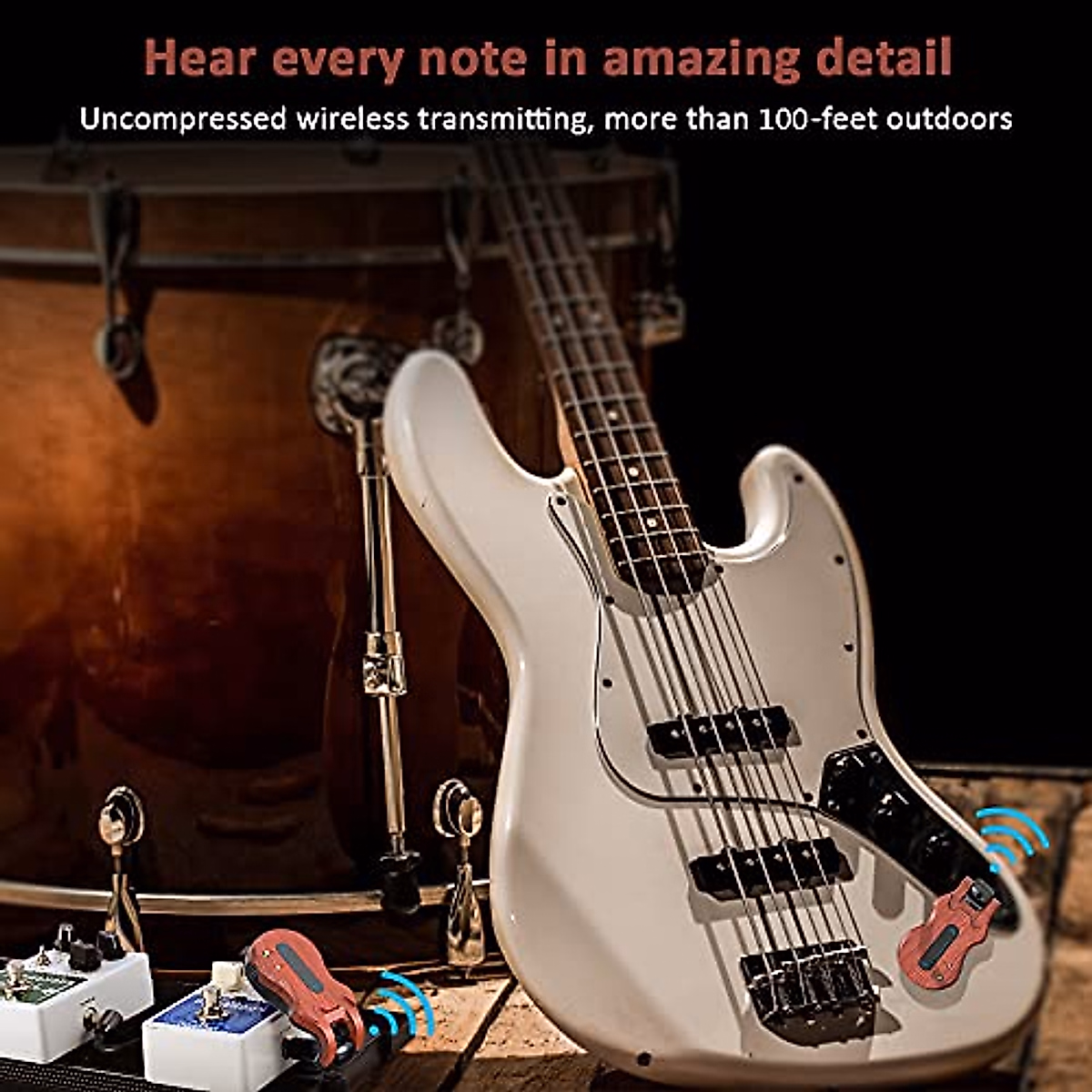 summina 5.8GHz Wireless Guitar System Rechargeable Audio Transmitter Receiver 4 Channels Audio System for Electric Guitar Bass