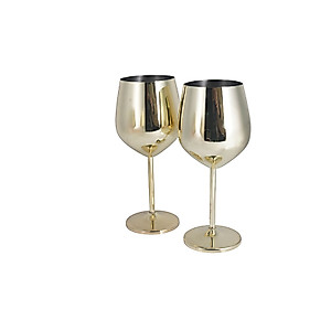 K&K Home Stainless Steel Unbreakable Gold Wine Glasses - oz - Set of 2 Colored, Elegant Metal Wine Goblets - Perfect for Outdoors, Weddings, and Parties - Unique Wine Gifts