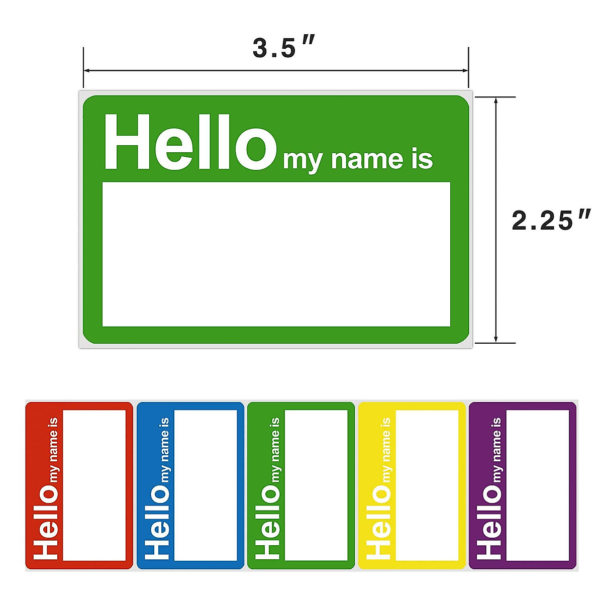 Methdic 5-Color Name Tag Stickers | 400 Labels for Events & Office