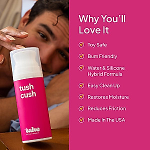 Hello Cake Tush Cush, Silicone and Water-Based Personal Lubricant, Formulated for Anal Use, Hybrid Lube for Men, Women, and Couples, 3.3 fl oz