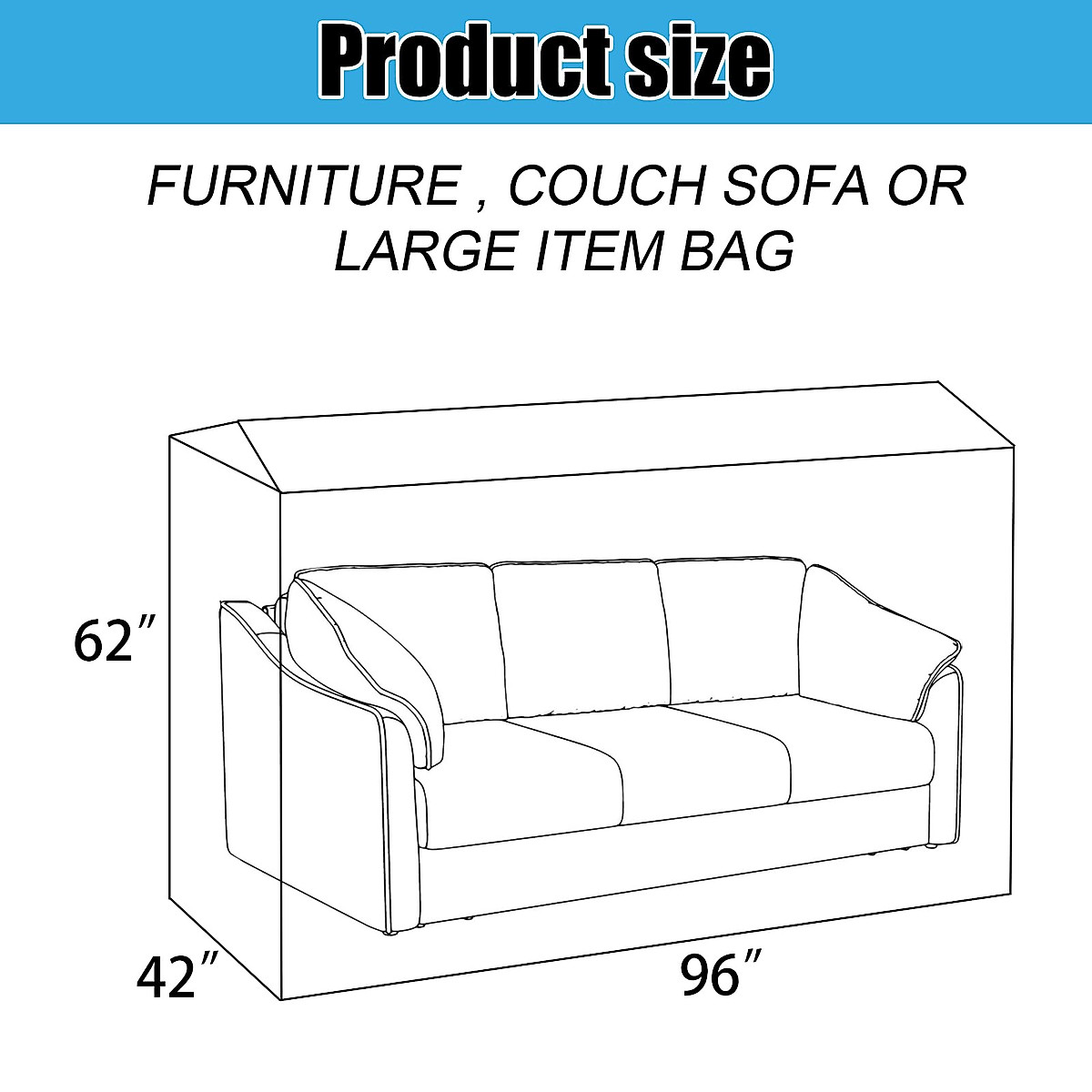 HERSENT 96 x 42 x 62 Inch Plastic Furniture Covers for Moving, Couch Cover for Sofa, Thick Clear Sofa Moving Cover, Waterproof Moving and Storage Bag
