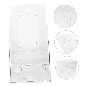 Folding Rack Desktop Brochure Holder Wall Pamphlet Holder File Storage Rack File Holder Rack Acrylic Brochure Holder Clear File Rack Wall Mount Flyer Holder Clear Pamphlet Rack