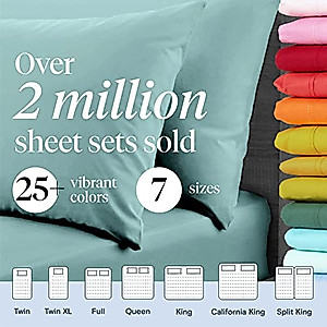 LuxClub 6 PC Sheet Set Sheets Deep Pockets 18" Eco Friendly Wrinkle Free Sheets Machine Washable Hotel Bedding Silky Soft - Light Teal Queen