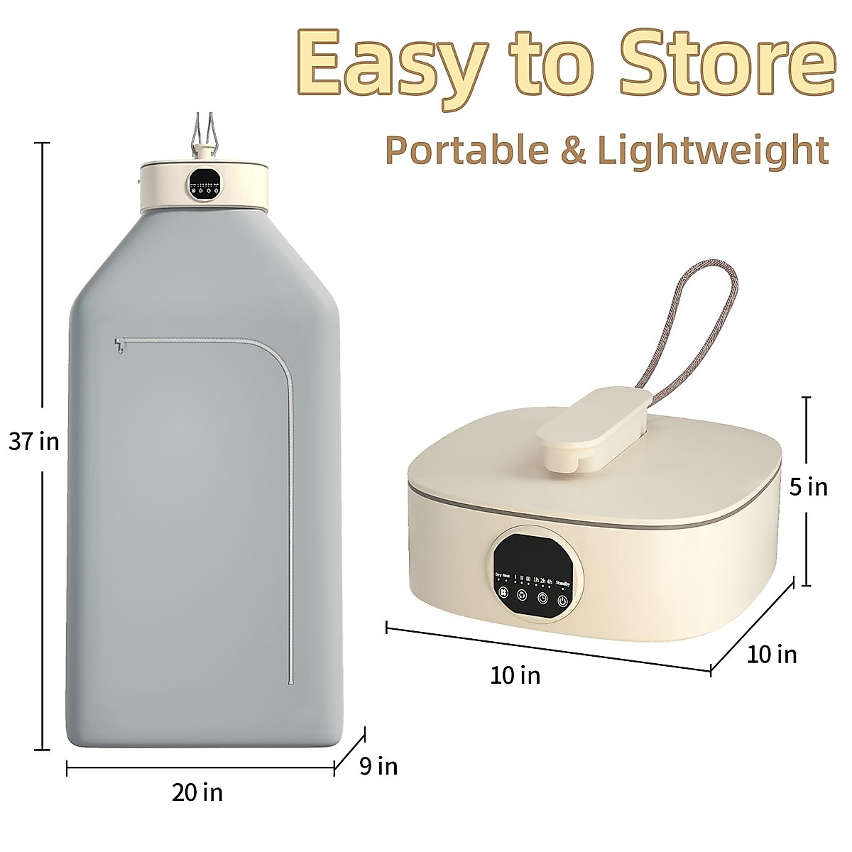 Portable Clothes Dryer, Portable Dryer for Laundry, 2in1 Electric Clothes Dryer Machine for Apartments, 800W Mini Dryer for Clothes Easy to Use, Compact Apartment Dryer for RV Dorm Travel UEMUSI