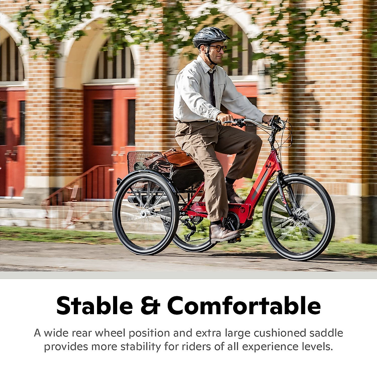 Schwinn Meridian Adult Tricycle Bike, Mens and Womens Three Wheel Beach Cruiser, 26-Inch Wheels, Low Step-Through Frame, Wide Seat, Rear Folding Basket, Single-Speed, Blue