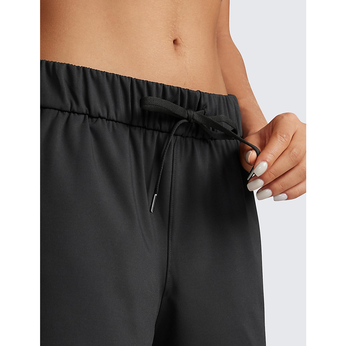 CRZ YOGA Stretch Shorts for Women Work Casual 2.5'' - Athletic Shorts with Pockets for Workout Travel Hiking Golf Black Medium