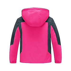 ZSHOW Girls' Warm Winter Coat Fleece Waterproof Ski Jacket with Removable Hood(Rose Red, 14-16)