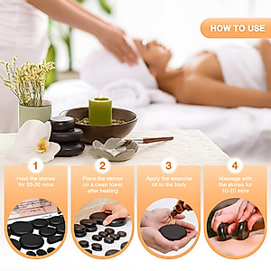 SLIMSTY Hot Stones Massage Set, 18 Pcs Basalt Hot Stones with Heater Kit, Massage Stones for Professional or Home spa, Relaxing, Healing, Pain Relief