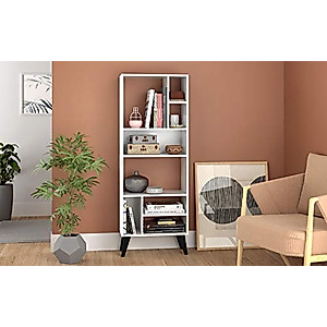 Manhattan Comfort Warren Modern Home Office 8 Shelves Tall Bookcase 1.0, White