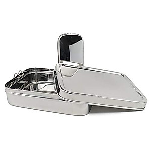 Lifestyle Block Stainless Steel Lunchbox - 7 Inch Rectangle with Nesting Mini Container - BPA Free