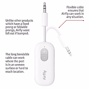 Twelve South AirFly SE, Bluetooth Wireless Audio Transmitter for AirPods/Wireless or Noise-Cancelling Headphones Use with Any 3.5 mm Audio Jack on Airplanes, Gym Equipment or iPad/Tablets